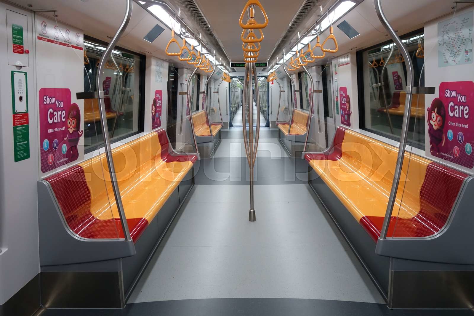 Interior of Downtown Line MRT train | Stock image | Colourbox