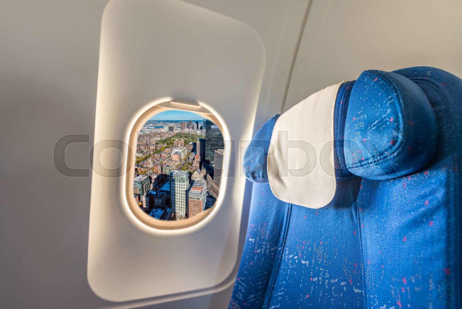 Boston skyline as seen from airplane window | Stock image | Colourbox