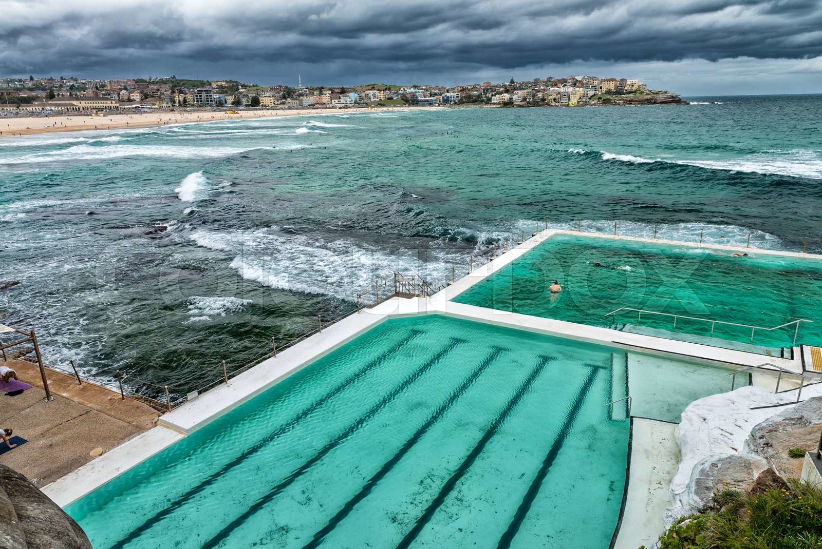 Aerial view of Sydney Bondi Beach Pools | Stock image | Colourbox