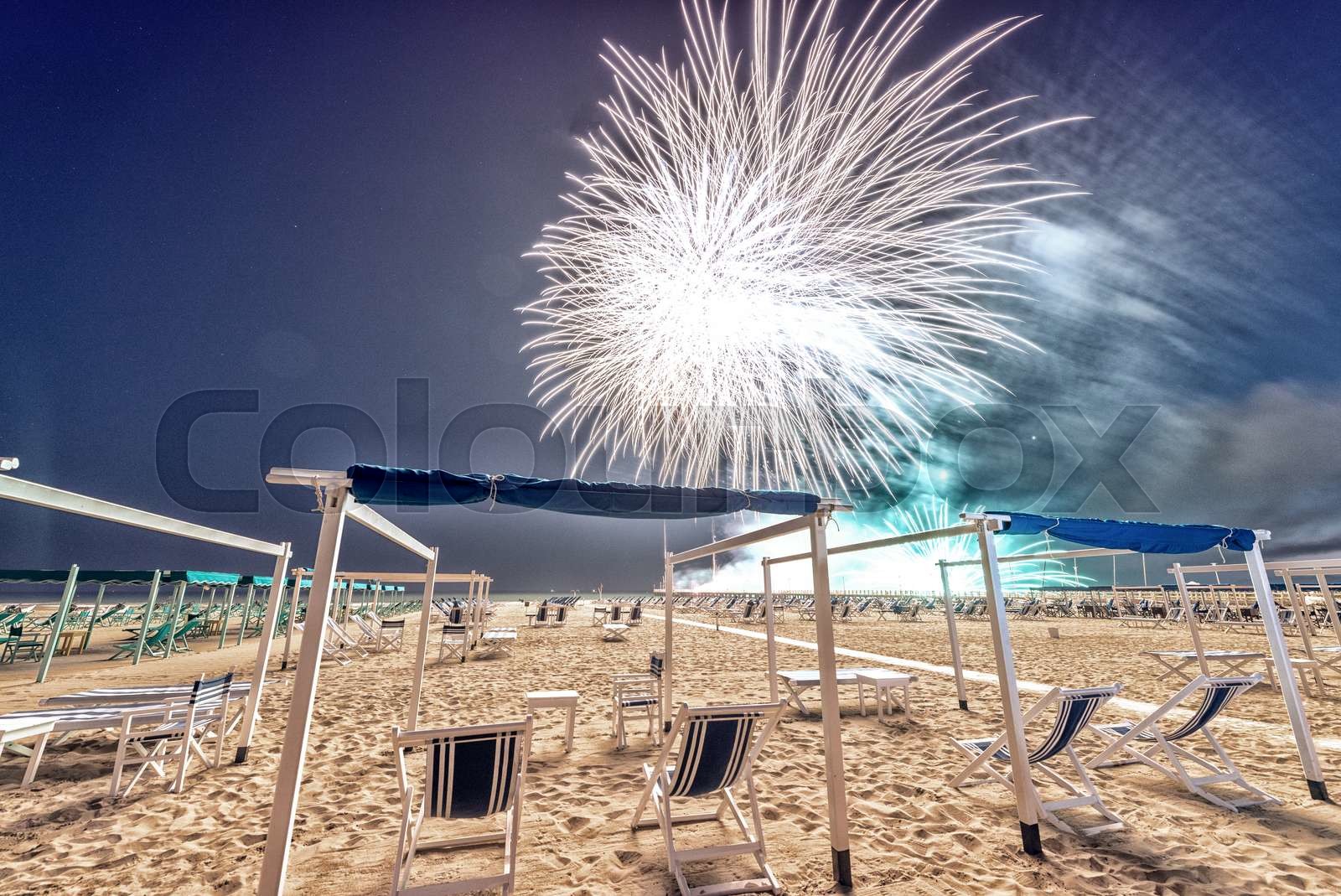 Fireworks at the beach | Stock image | Colourbox