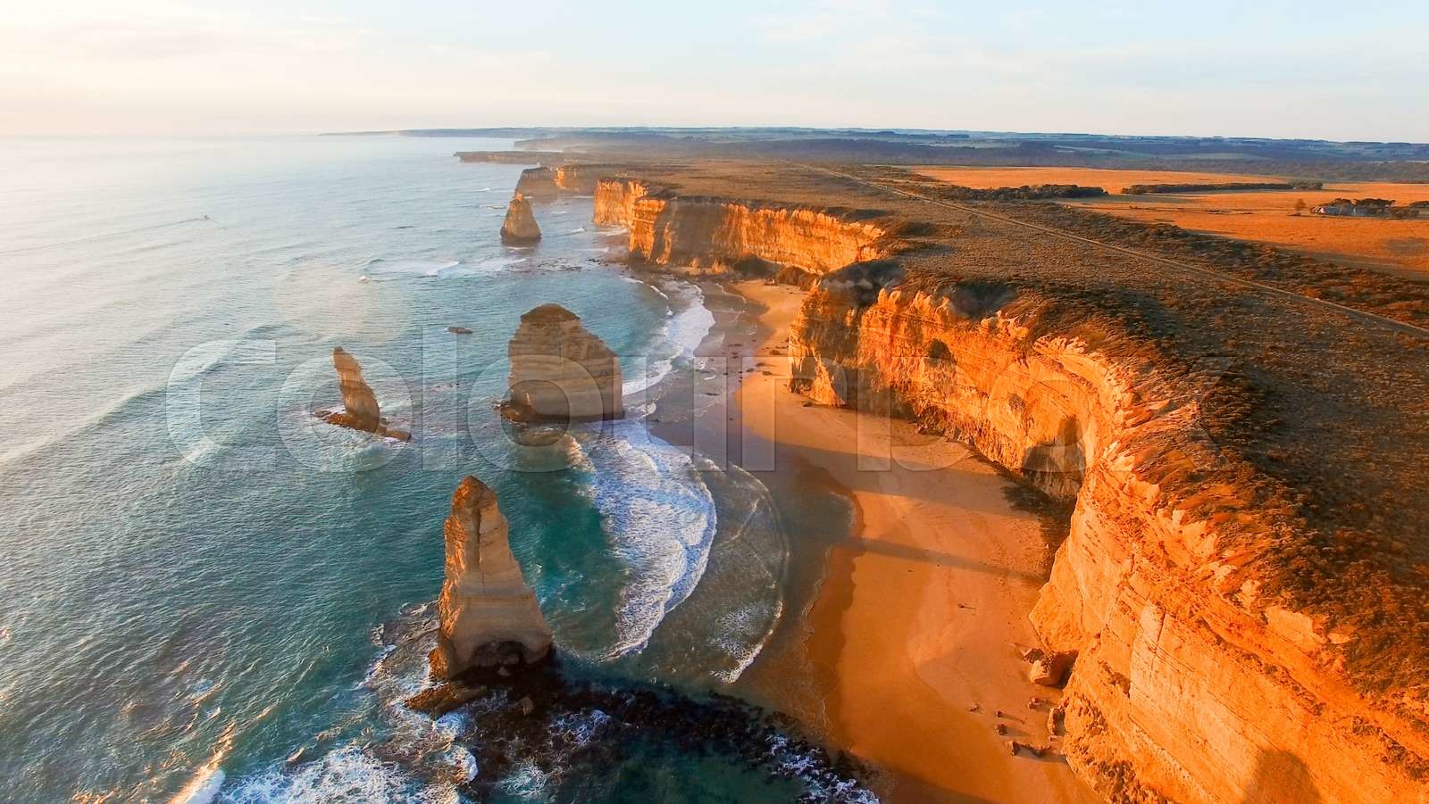 Beautiful aerial view of Twelve Apostles along Victoria coast ...