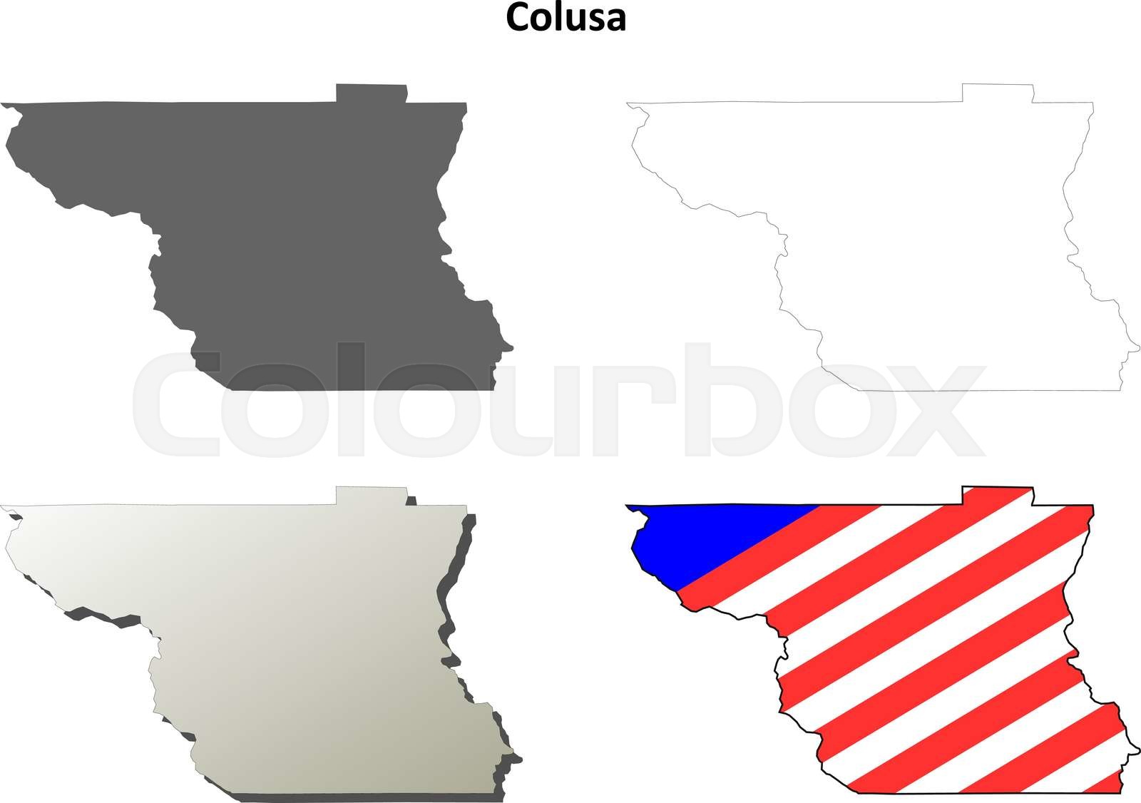 Colusa County, California outline map set | Stock vector | Colourbox