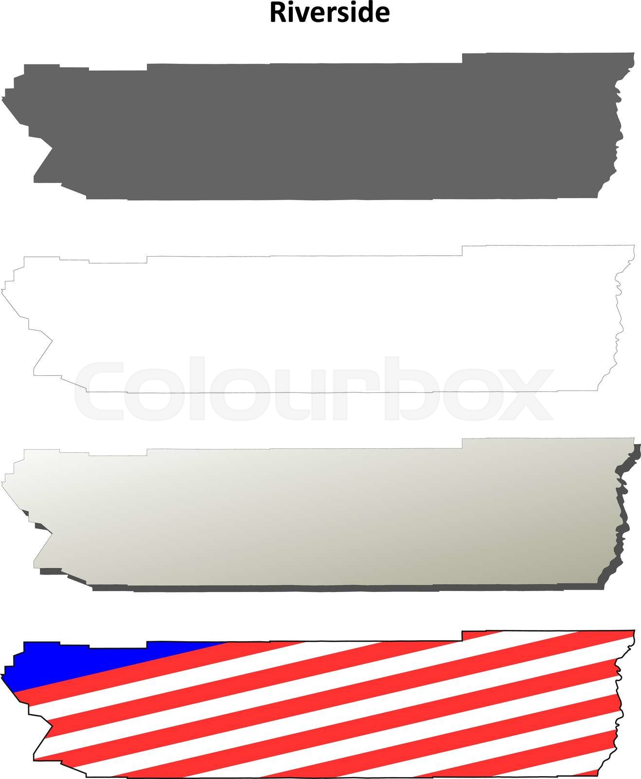 Riverside County, California outline map set | Stock vector | Colourbox