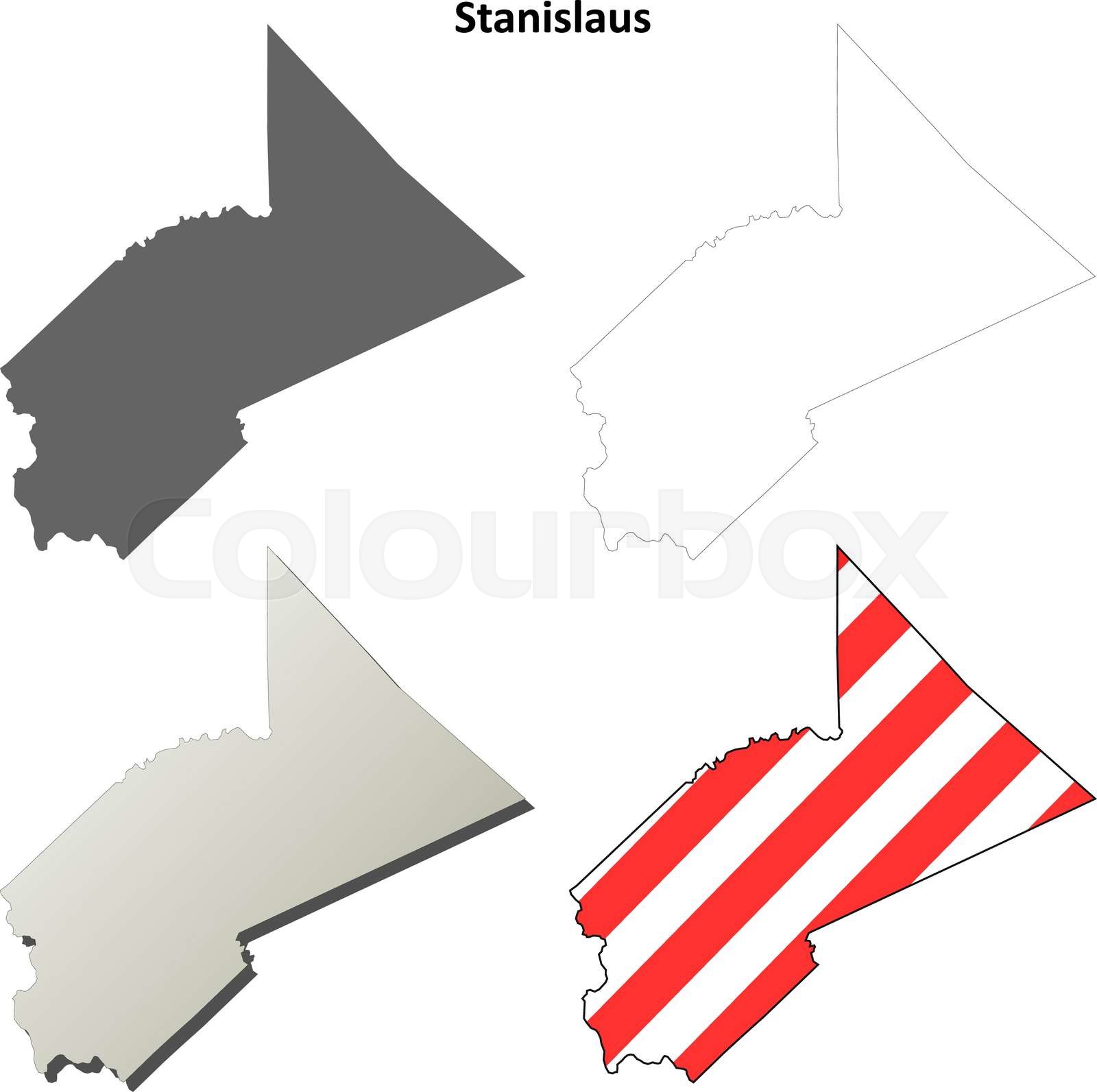 Stanislaus County, California outline map set | Stock vector | Colourbox