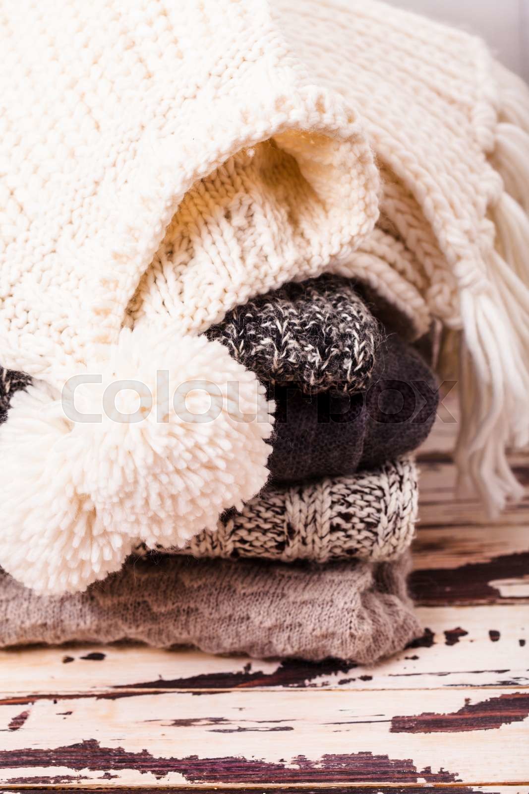 Collection of woolen clothes | Stock image | Colourbox
