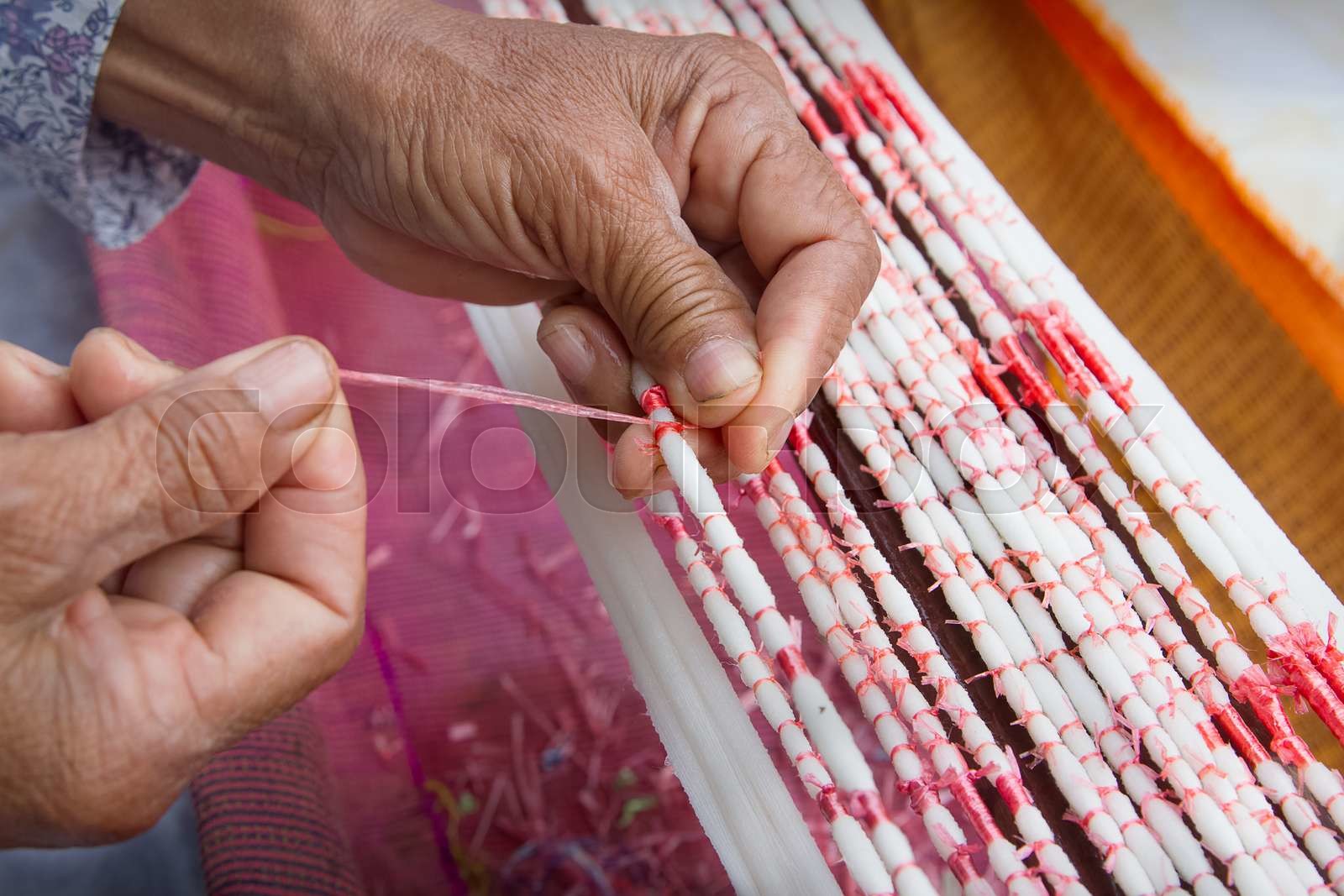 Tie Dye Technique Of Threads Before Weaving Clothes | Stock image ...