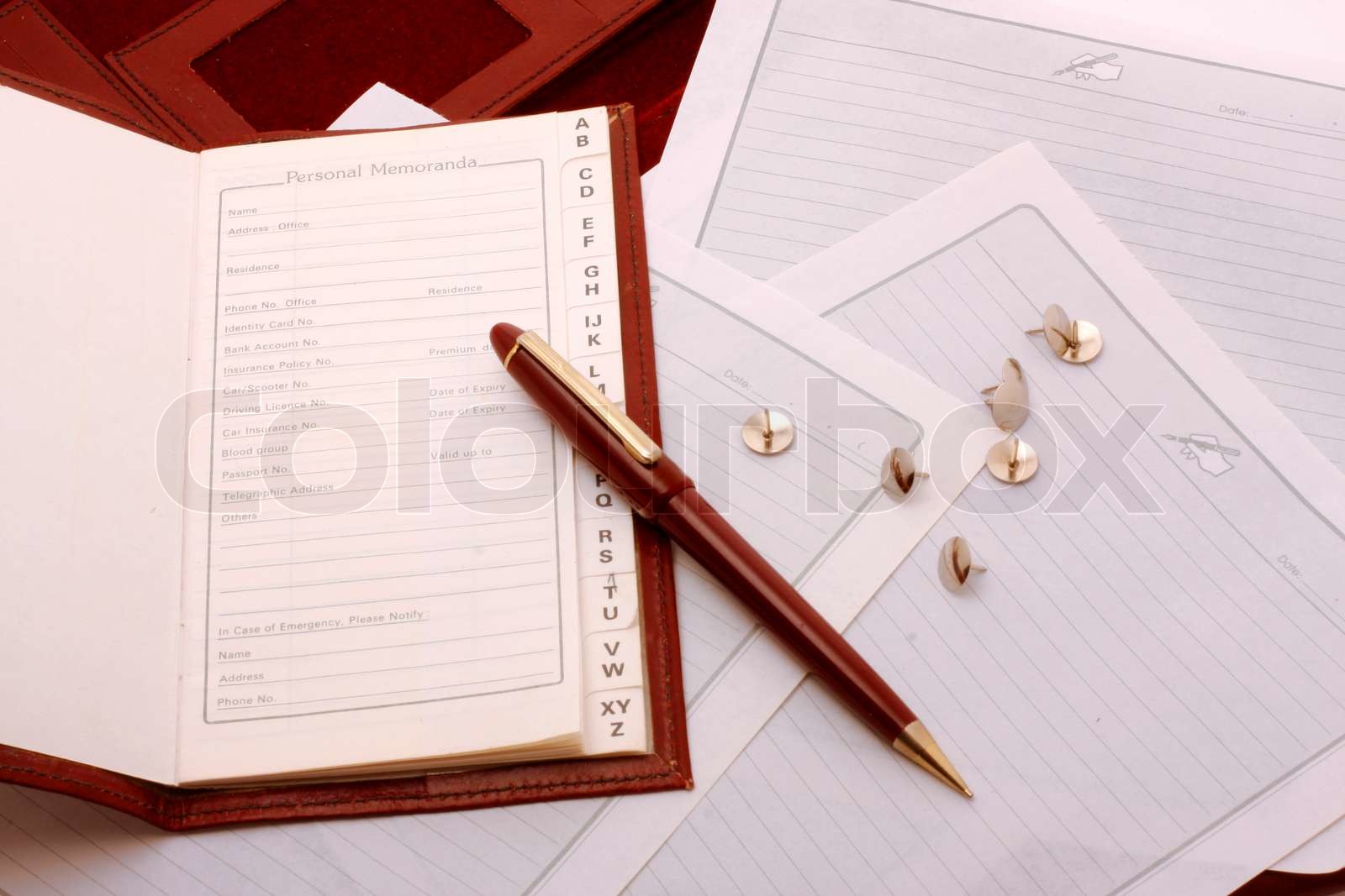 Personal Memoranda with Pen | Stock image | Colourbox