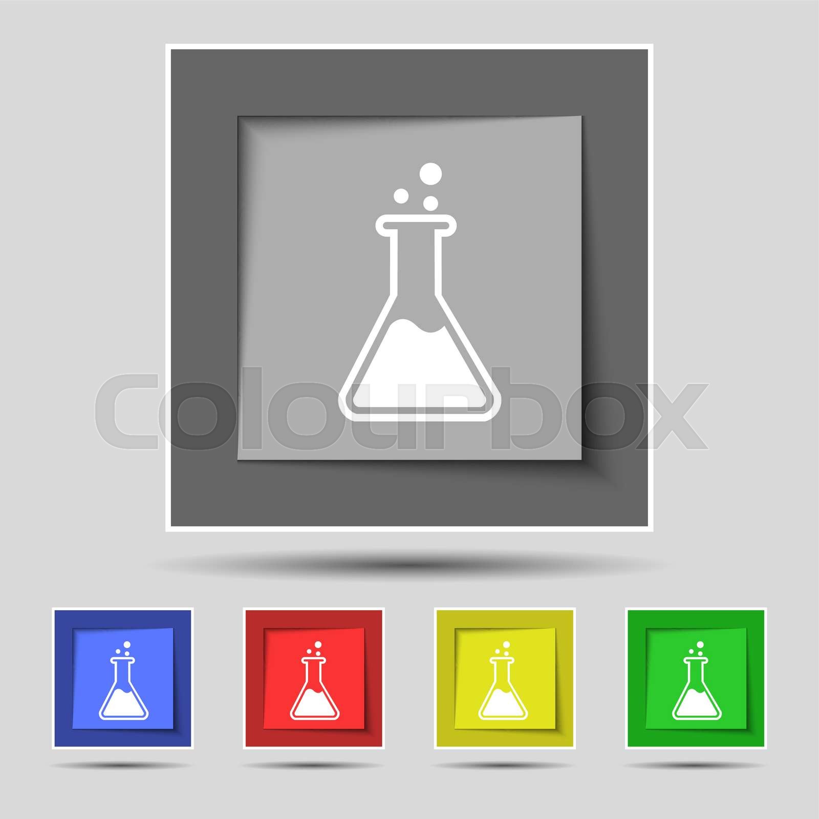 Flask icon sign on original five colored buttons. Vector | Stock vector | Colourbox