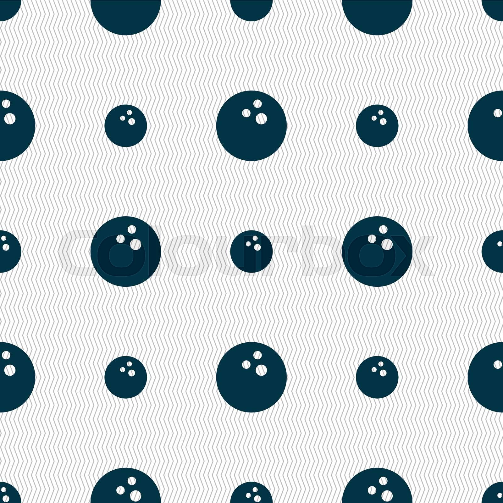 Bowling game, ball icon sign. Seamless pattern with geometric texture ...