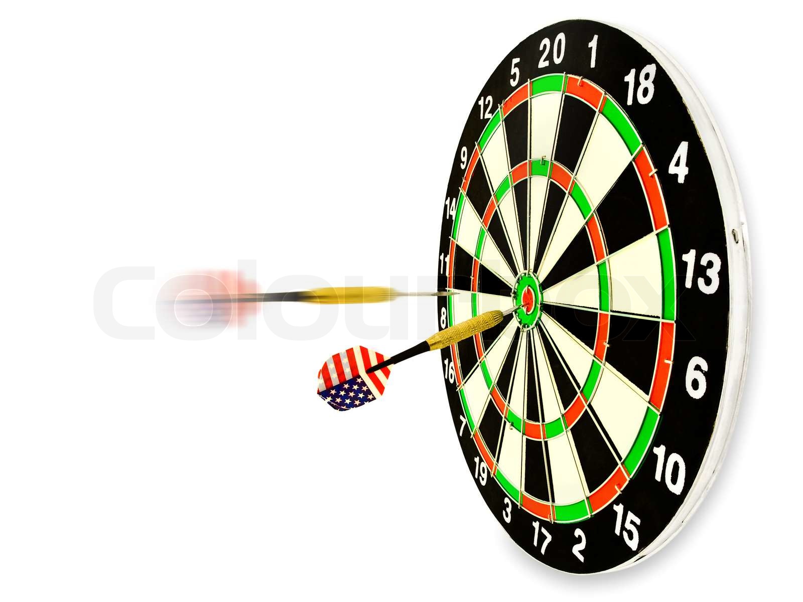 darts arrow heading exact in to the exact center of darts | Stock image ...