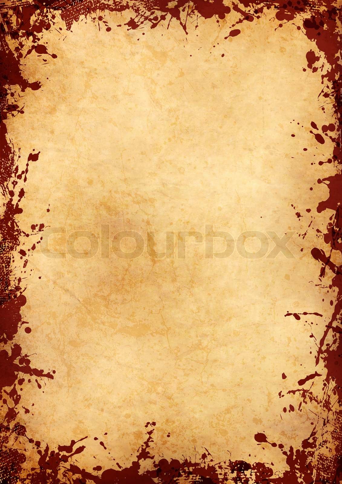 Pergament Blatt mit Grunge roter Tinte Rahmen | Stock Bild | Colourbox