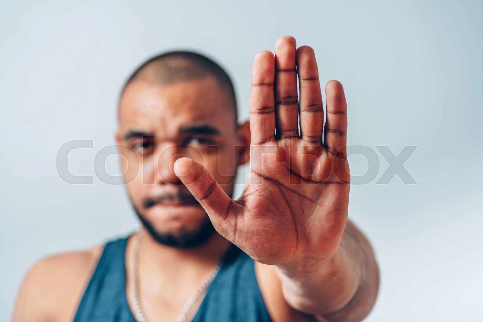 black man say stop | Stock image | Colourbox