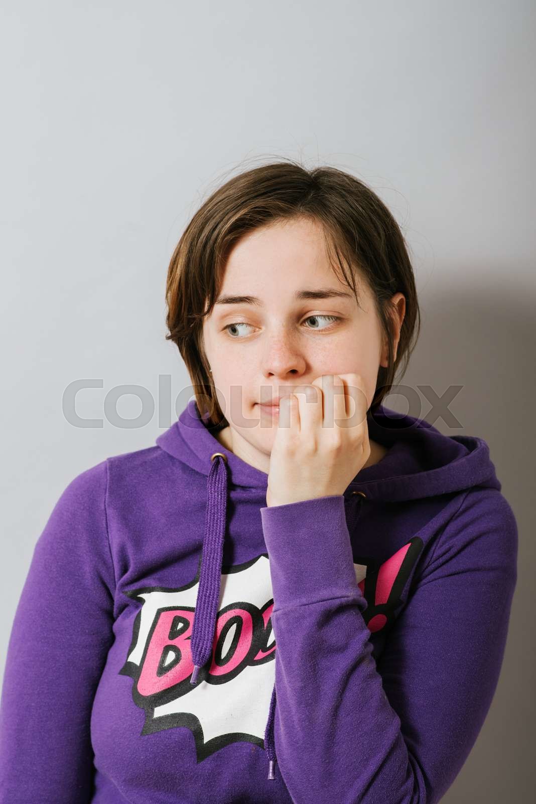 scared girl posing | Stock image | Colourbox