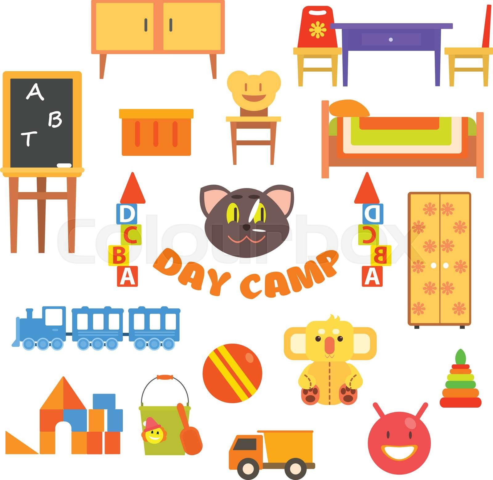 Kindergarten Preschool Set. Vector Illustration. | Stock vector | Colourbox