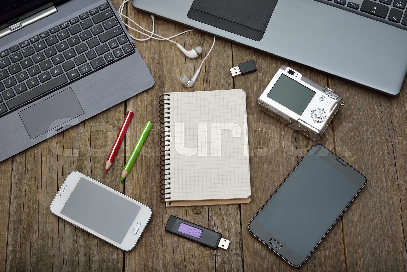 Laptop, tablet and mobile phone | Stock image | Colourbox