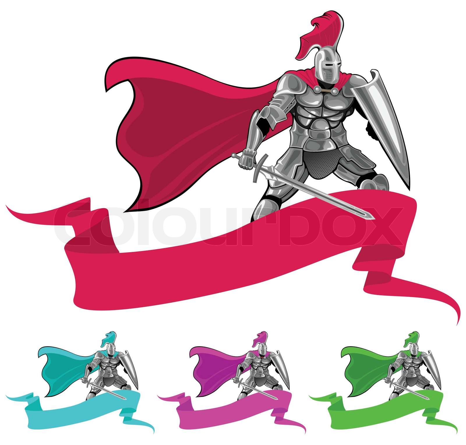 Emblem mit Ritter und Banner | Stock-Vektor | Colourbox