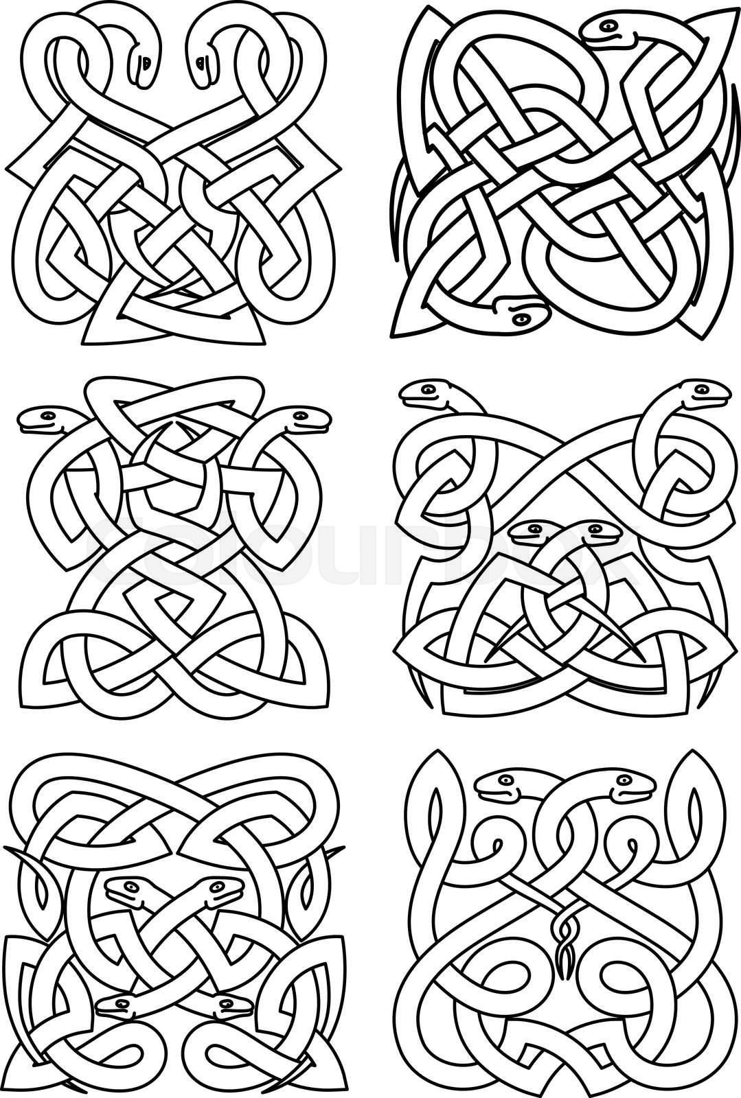 Gothic celtic snakes knot patterns | Stock vector | Colourbox