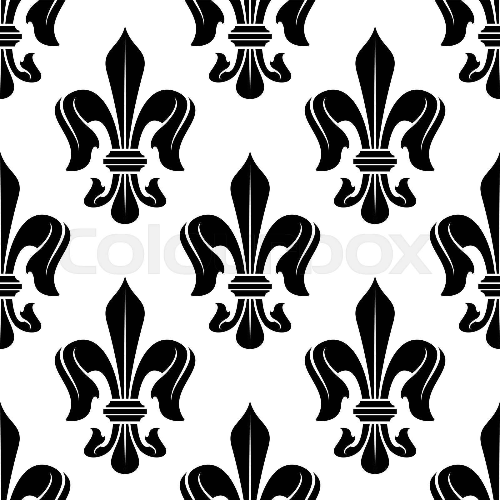 Black and white fleur-de-lis floral pattern | Stock vector | Colourbox