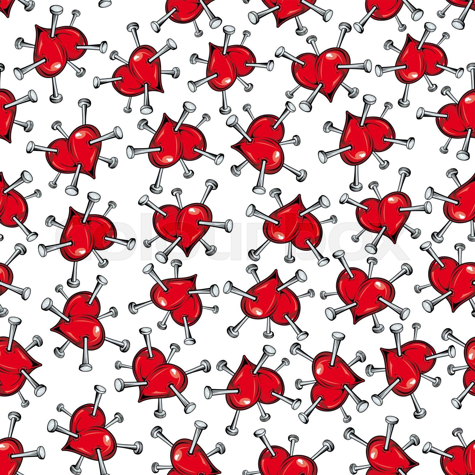 Seamless vector pattern of scattered red hearts | Stock vector | Colourbox