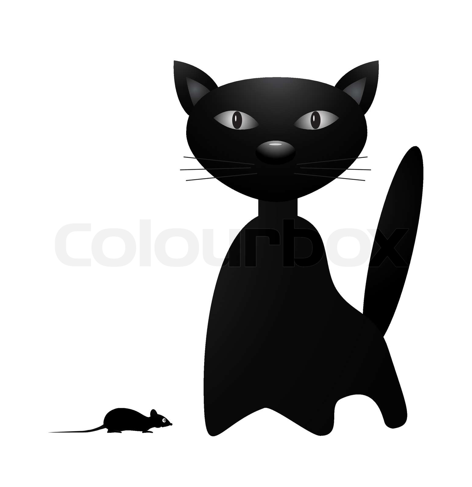 vektor sort kat og mus | Stock vektor | Colourbox