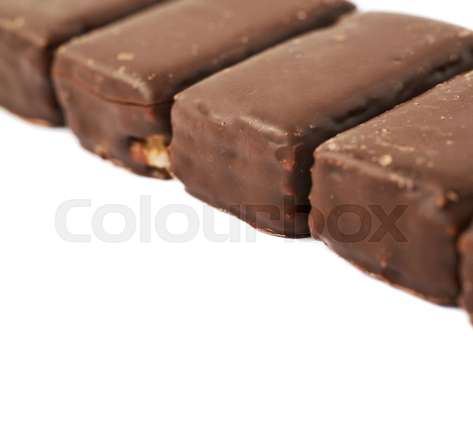 Line of chocolate waffle candies | Stock image | Colourbox