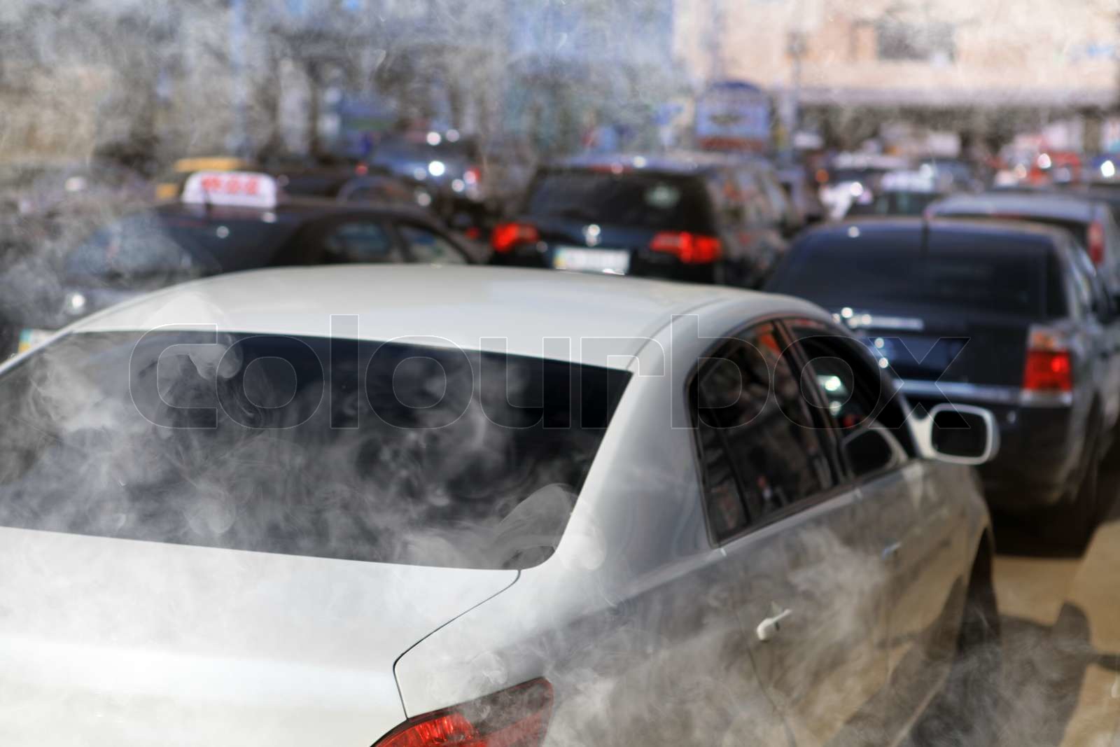 pollution of environment by combustible gas of car | Stock image ...