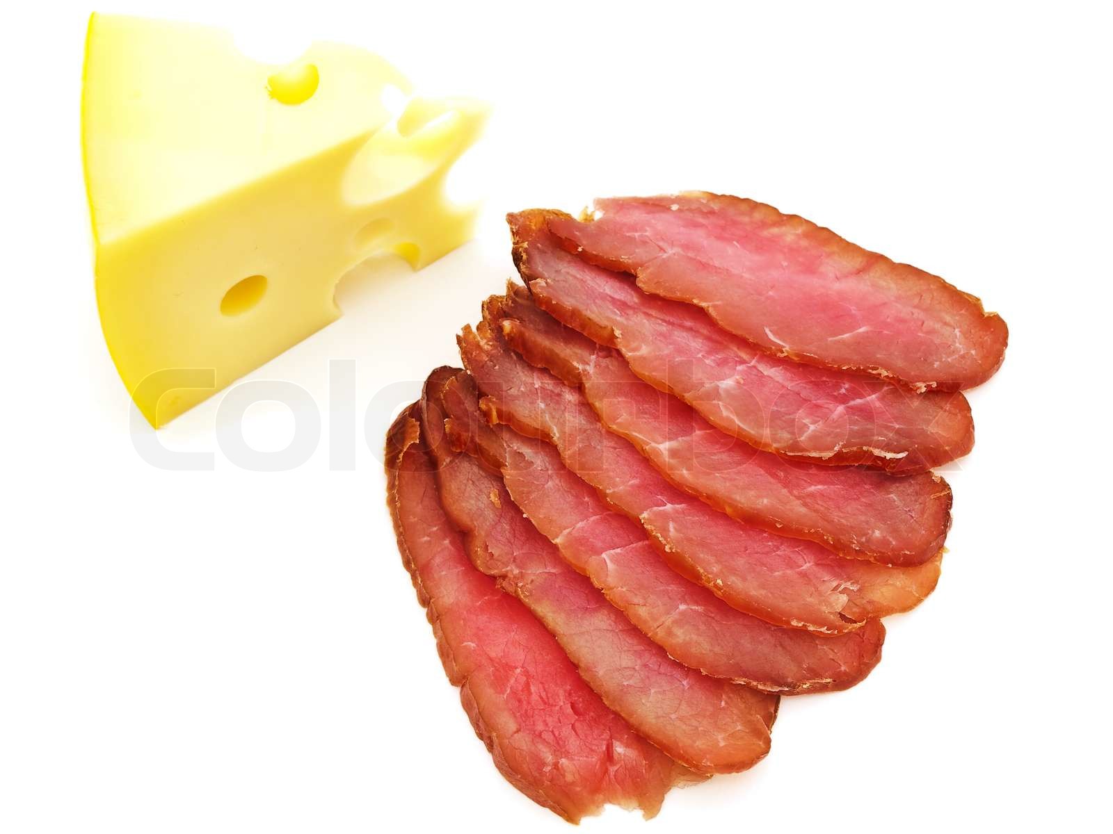 billede af den røde velsmagende røget kød og gul ost | Stock foto ...