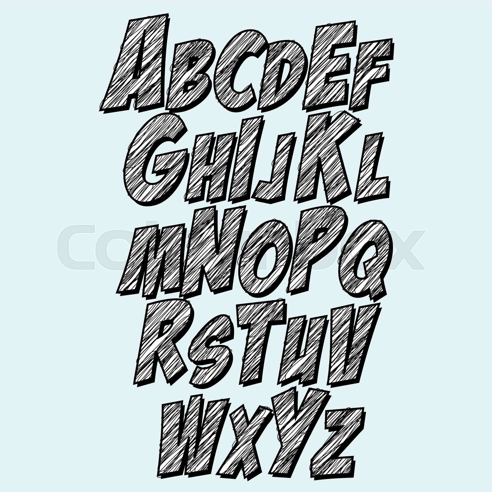 Font style Sketch alphabet collection set | Stock vector | Colourbox