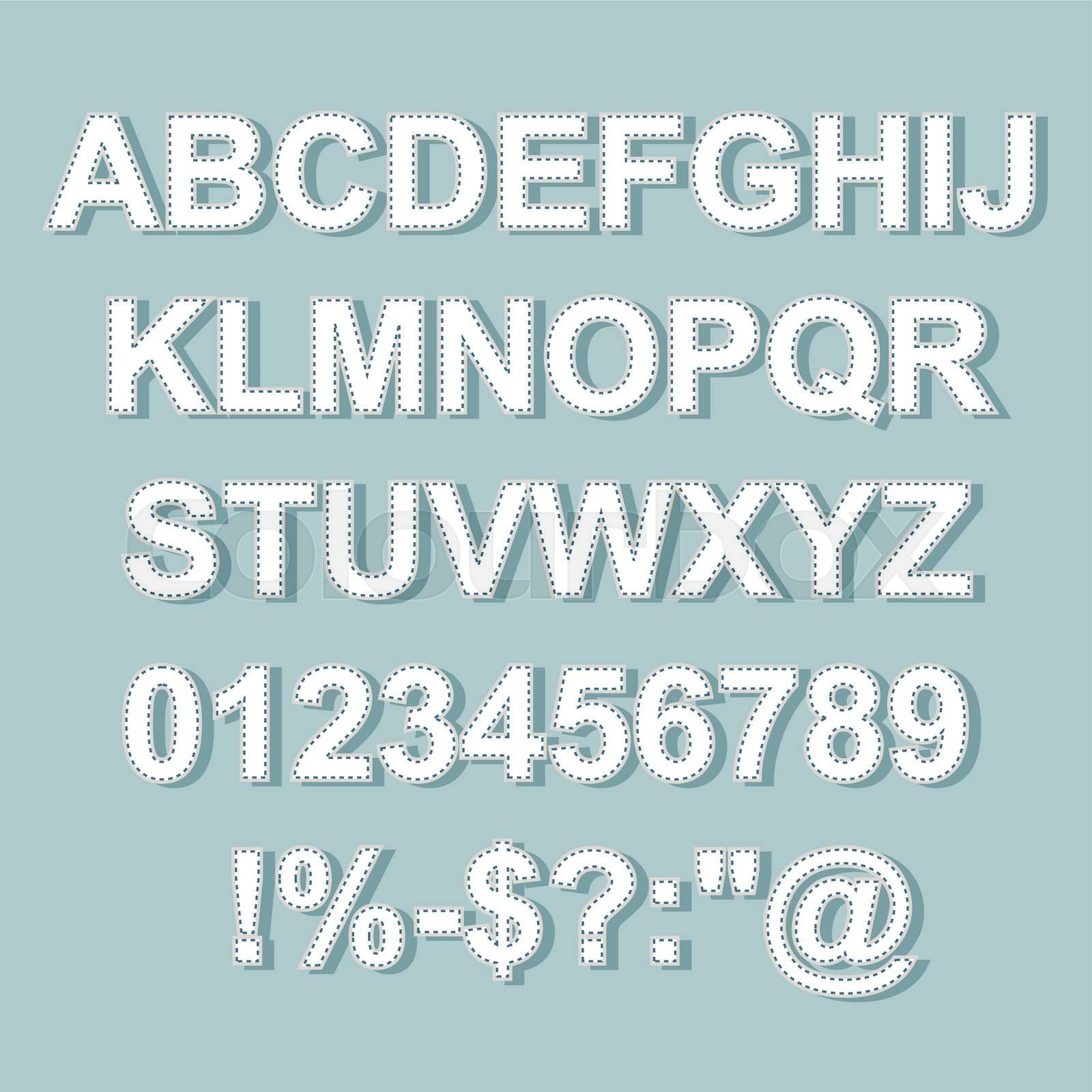 Stitched Text style alphabet collection set. | Stock vector | Colourbox