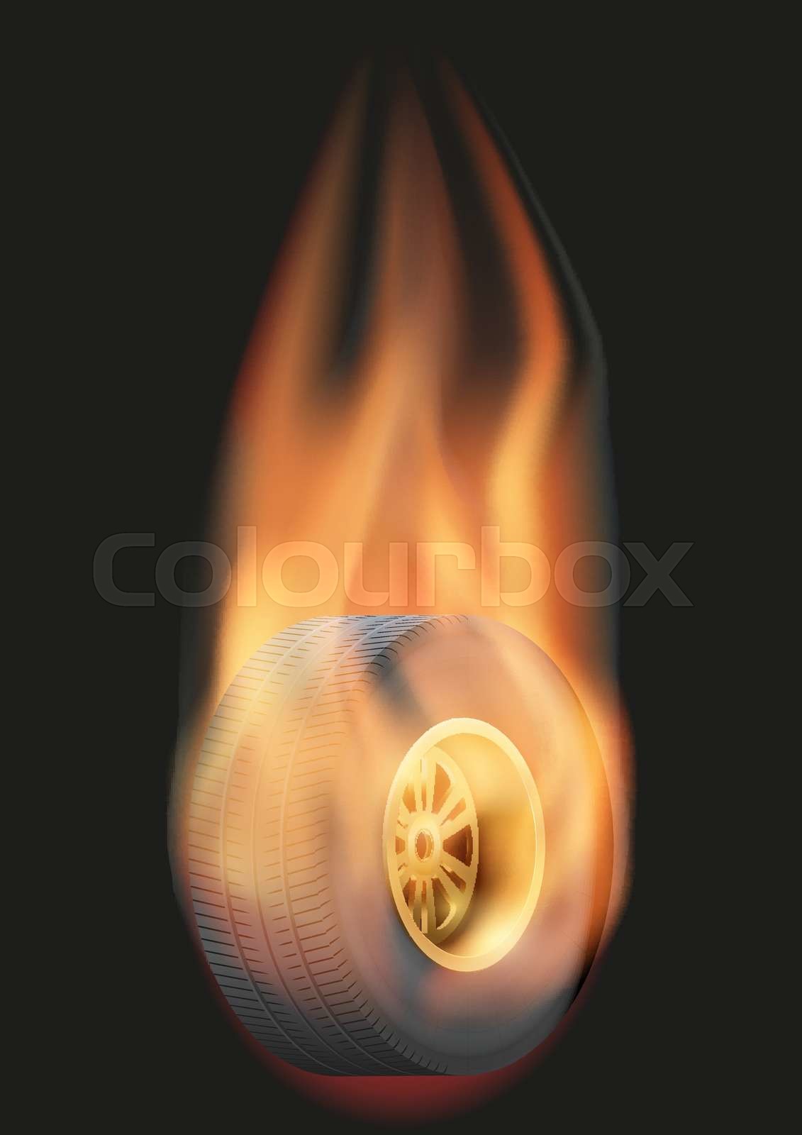 Race wheel with flame | Stock vector | Colourbox