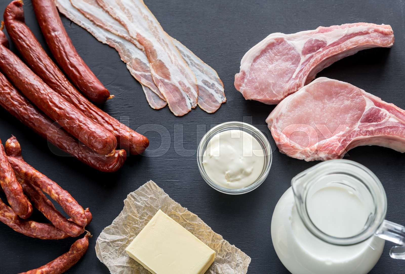 Sources of saturated fats | Stock image | Colourbox