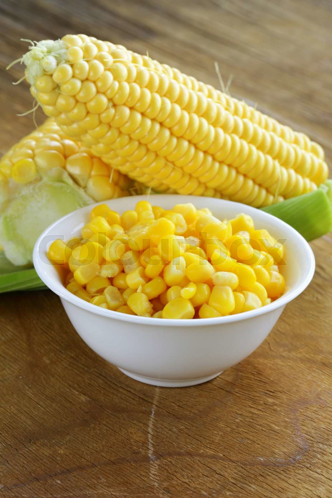 Canned corn in a bowl | Stock image | Colourbox