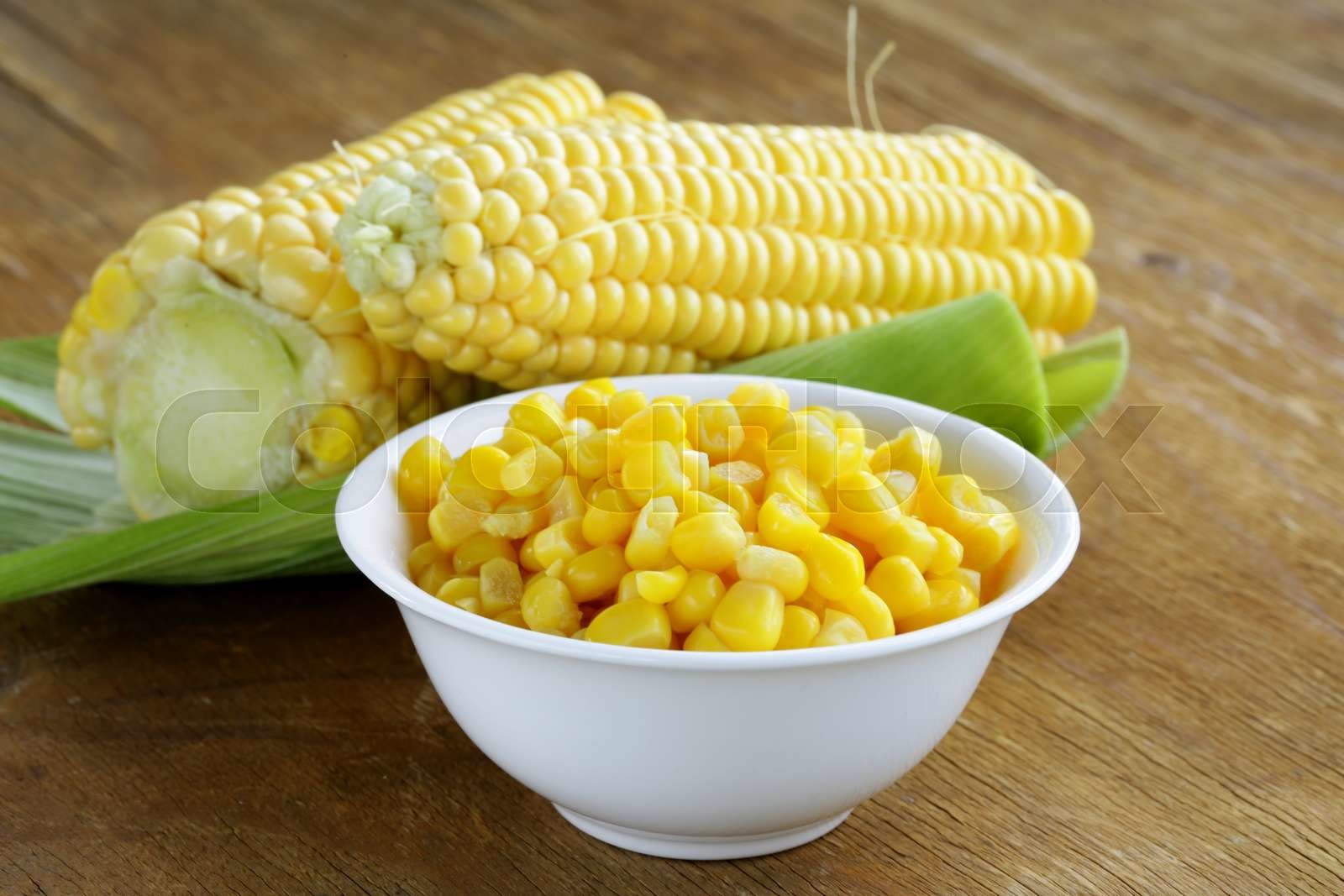 Canned corn in a bowl | Stock image | Colourbox