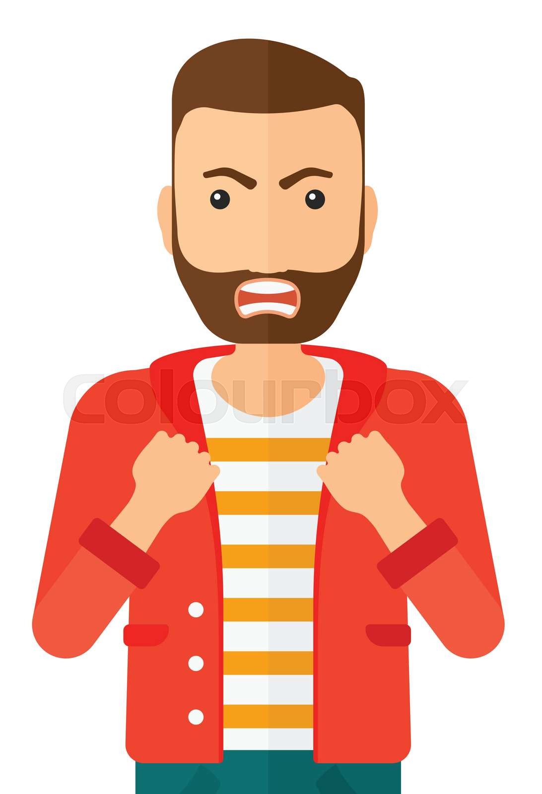 Raging man screaming. | Stock vector | Colourbox