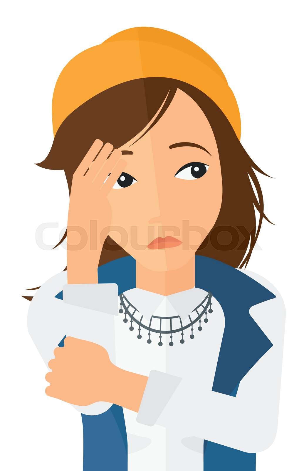 Ashamed young woman. | Stock vector | Colourbox