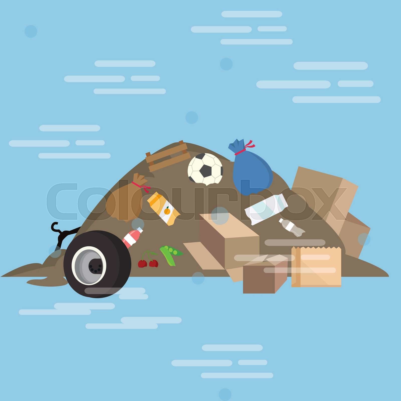 garbage pile waste product dirty vector cartoon illustration junk yard ...