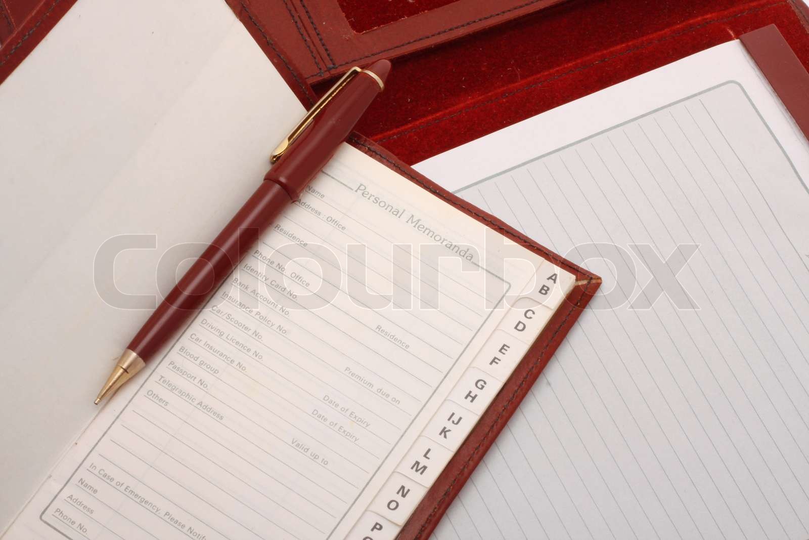 Personal Memoranda with Pen | Stock image | Colourbox