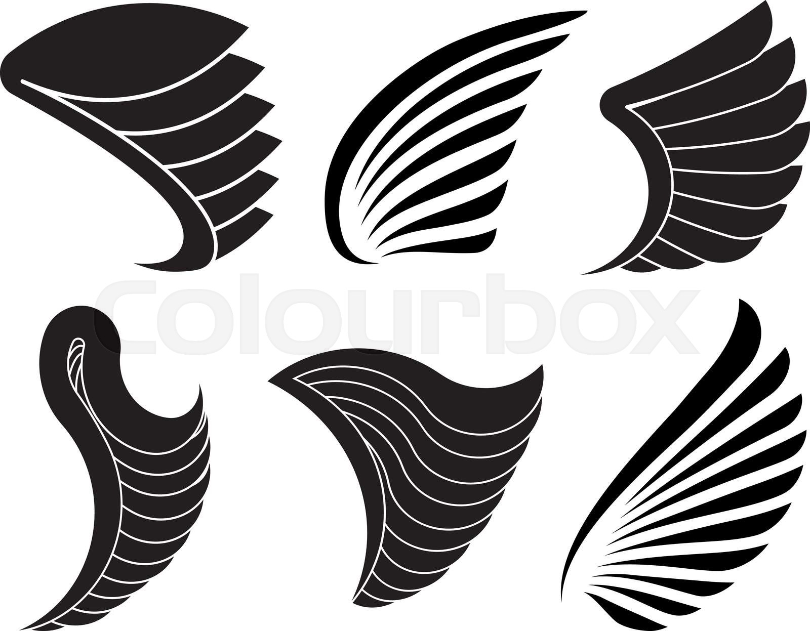 Set of 6 vector wings for your design. | Stock vector | Colourbox