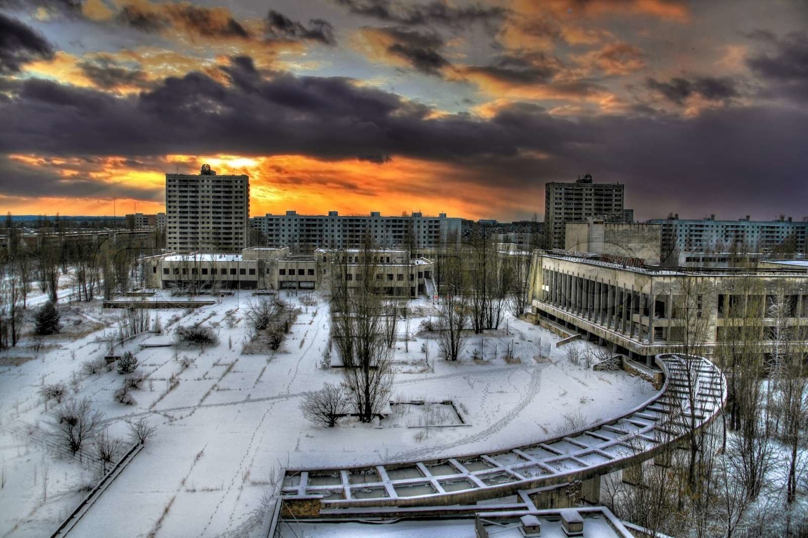 pripyat, chernobyl, snow | Stock image | Colourbox