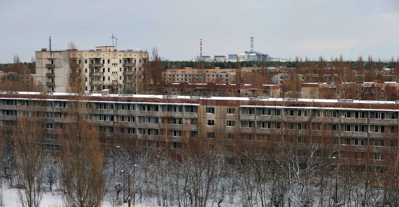 Panorama of the city of Pripyat, abandoned after disaster at the ...