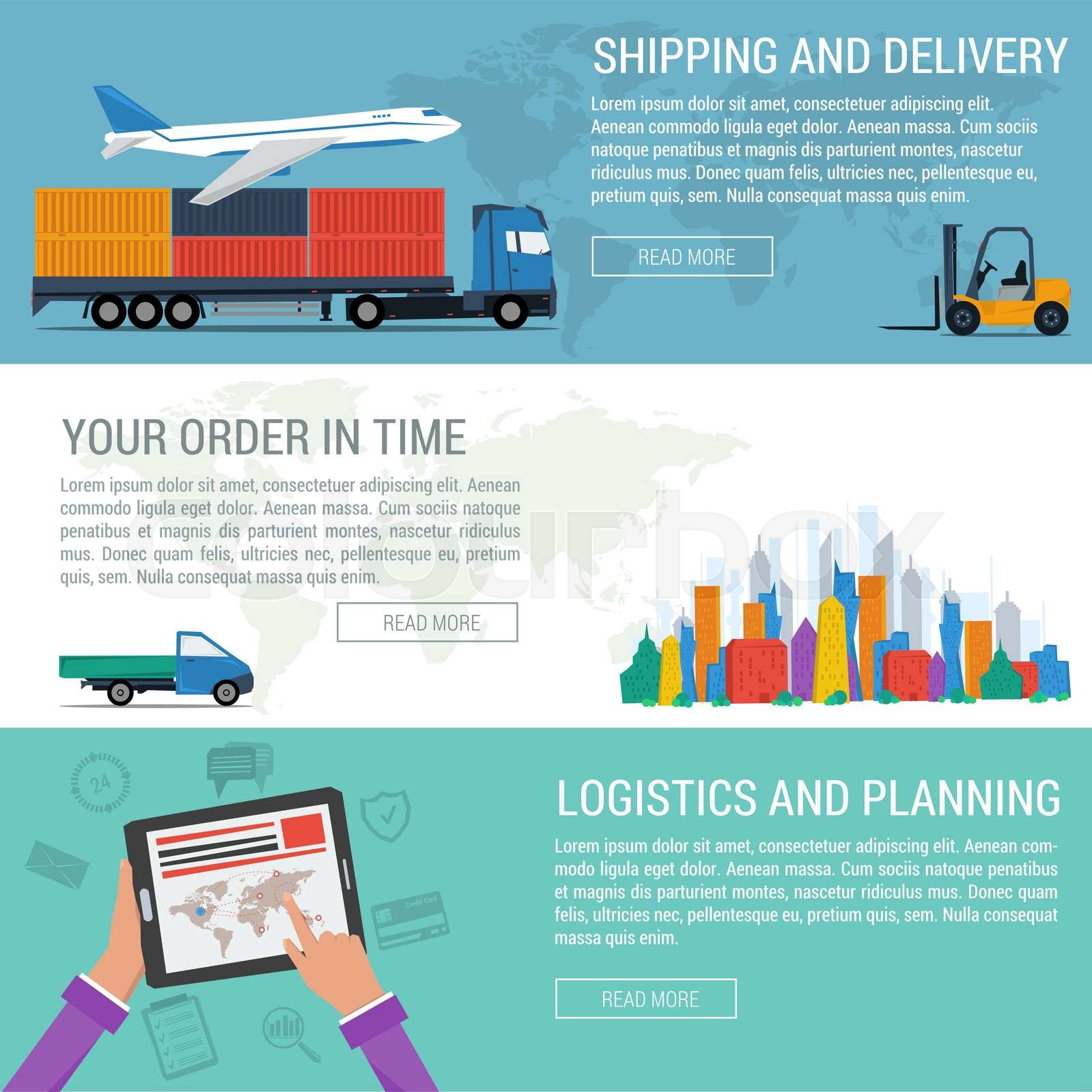 Three banners logistic and transportation | Stock vector | Colourbox