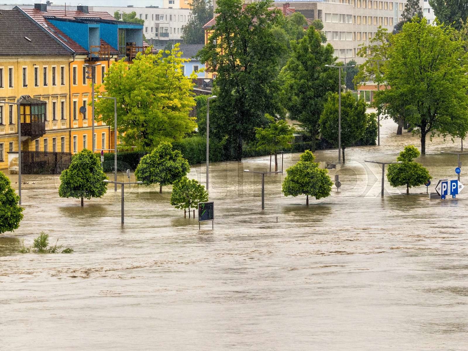 flood 2013, linz, austria | Stock image | Colourbox