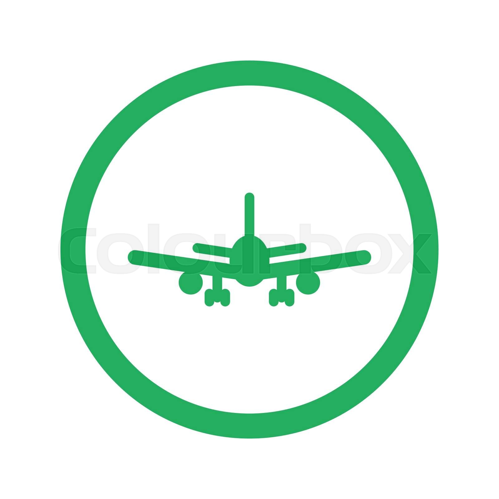 Flat green Airplane icon and green circle | Stock vector | Colourbox