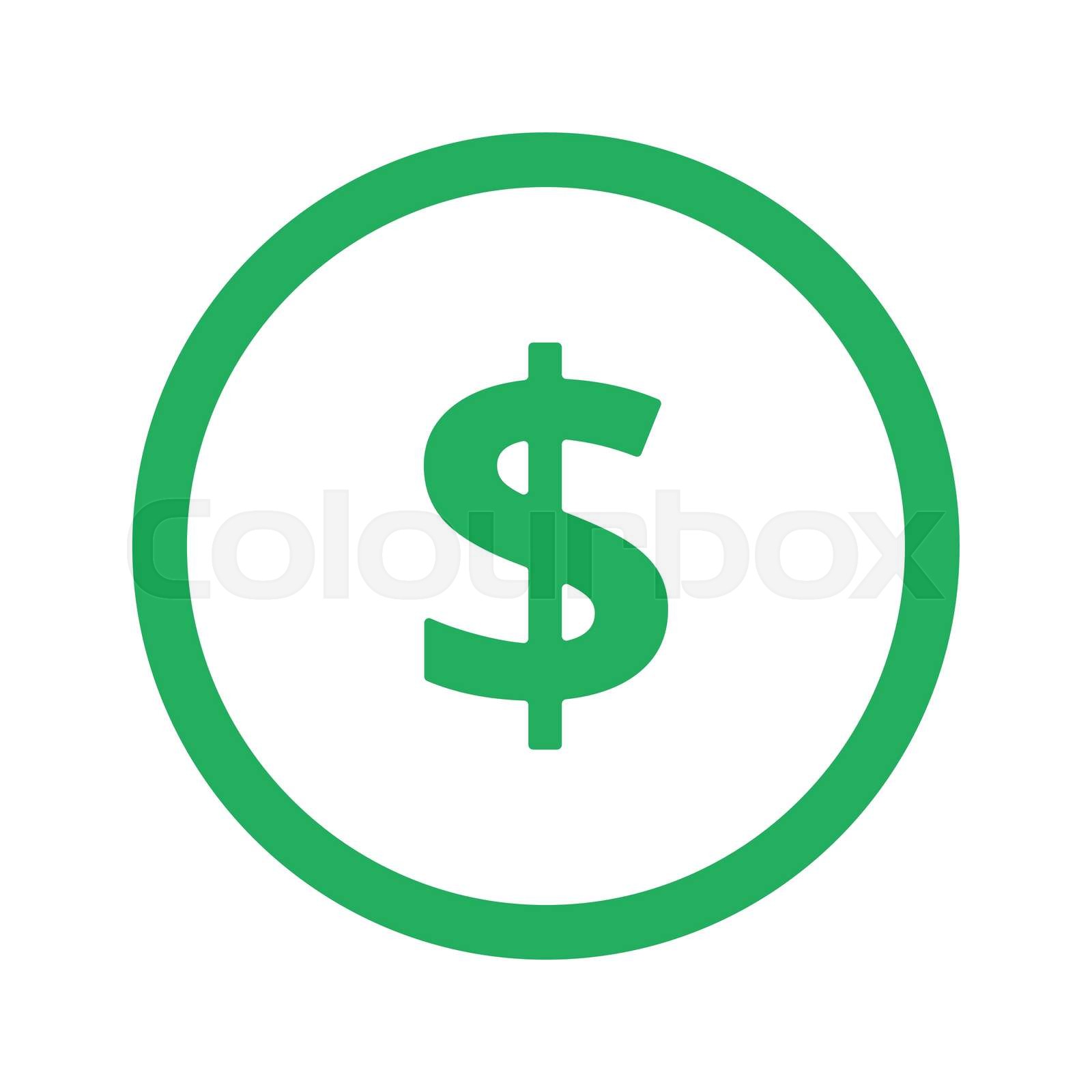 Flat green Dollar icon and green circle | Stock vector | Colourbox
