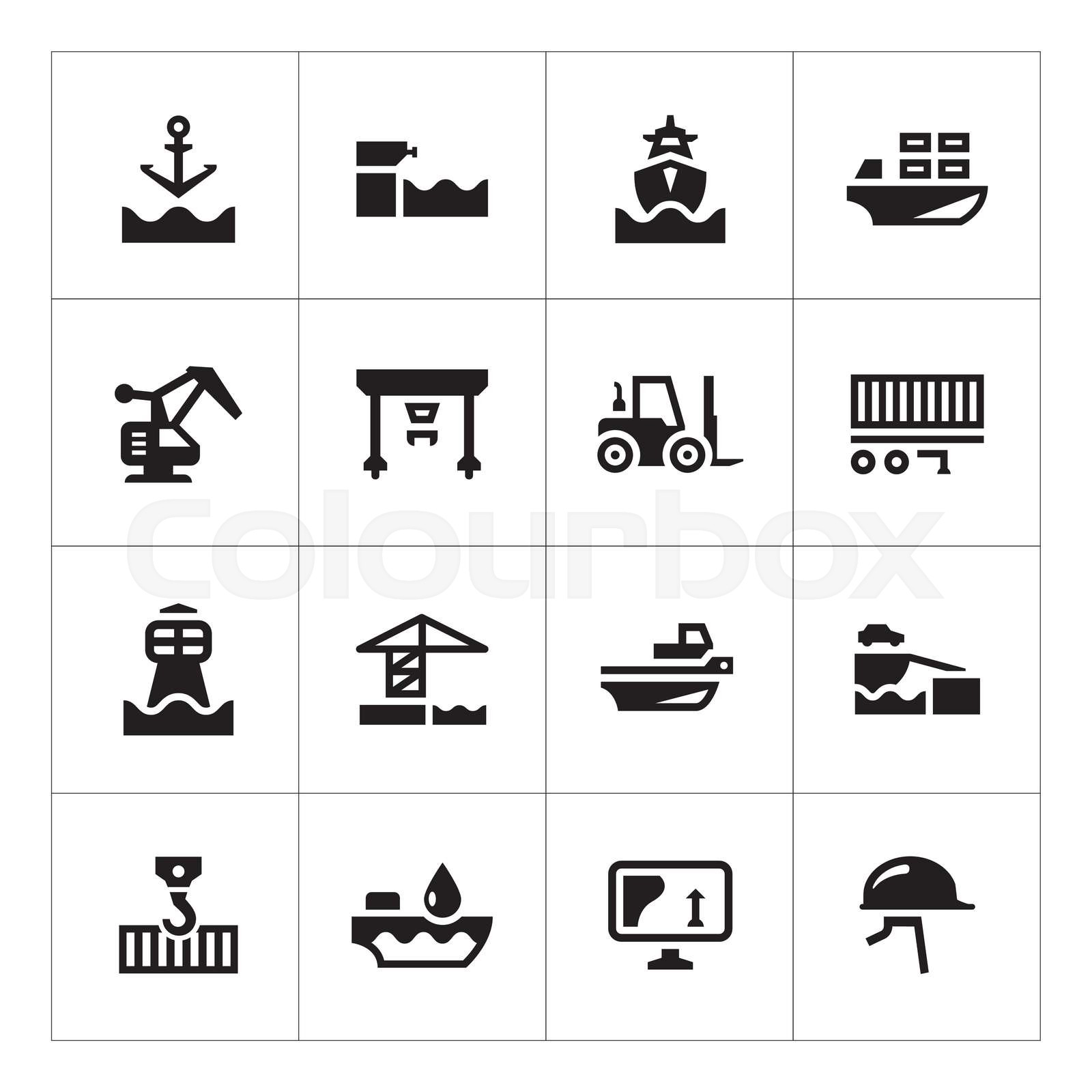 Set icons of seaport | Stock vector | Colourbox