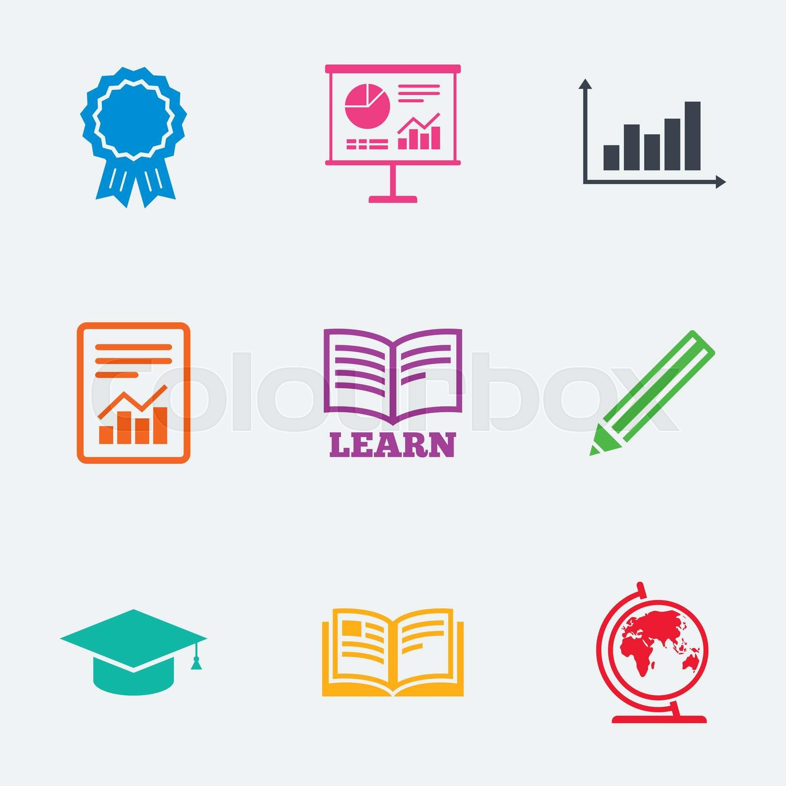 Education and study icon. Presentation signs. | Stock vector | Colourbox