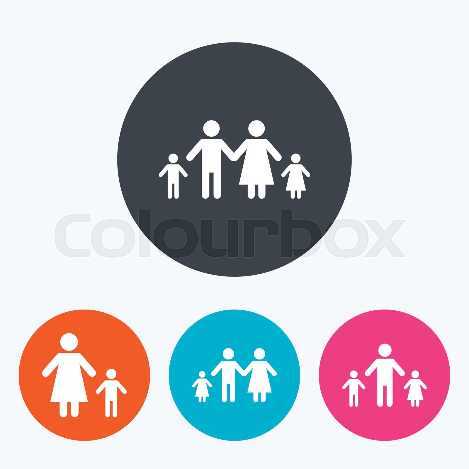 Family with two children sign. Parents and kids. | Stock vector | Colourbox