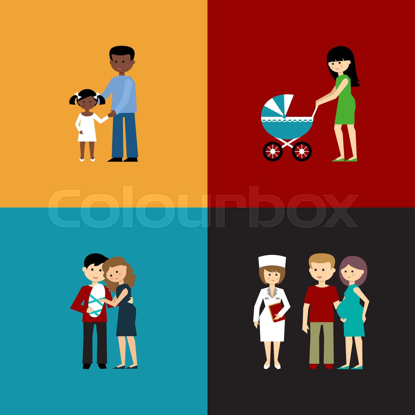 Flat set of family life | Stock vector | Colourbox