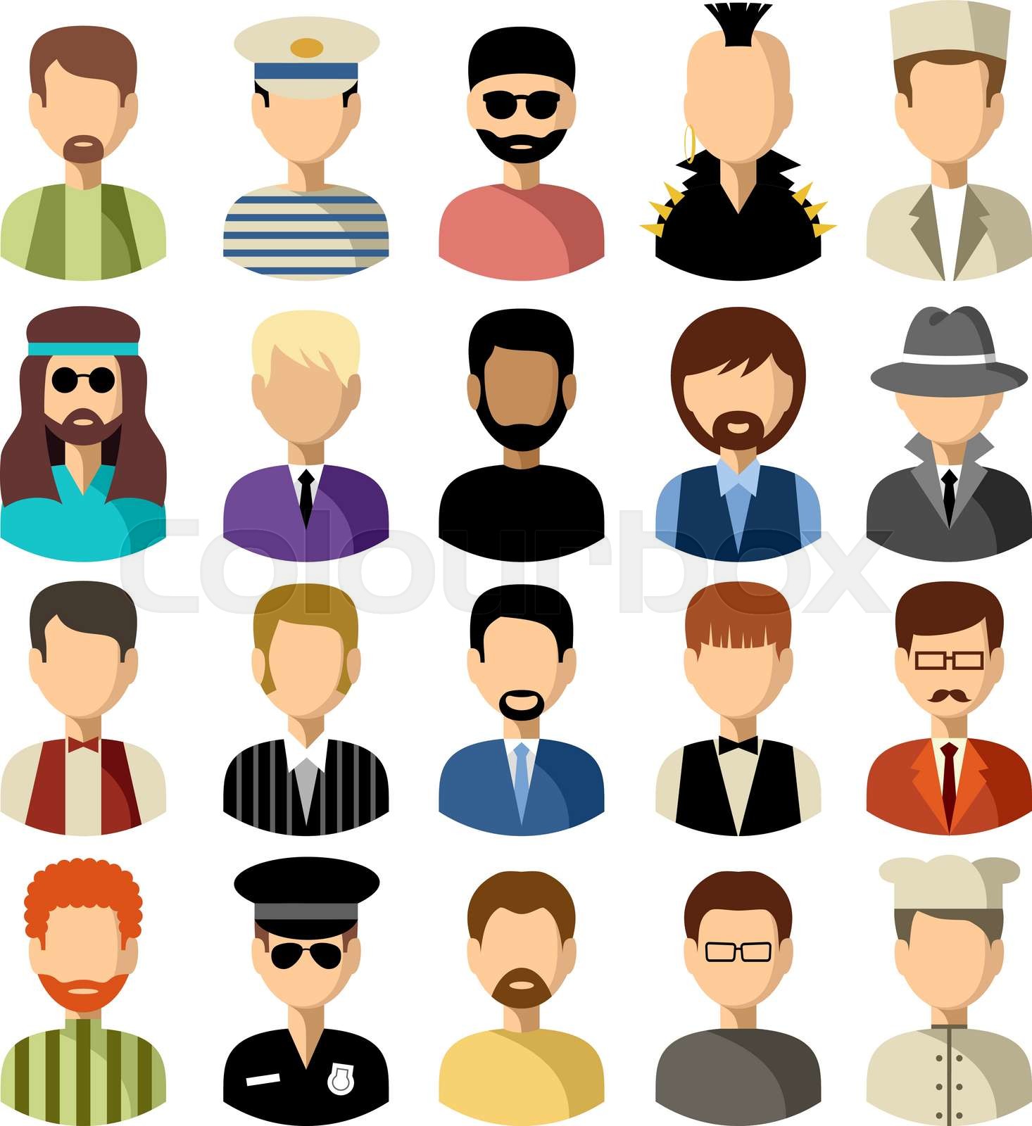 Set of flat icons set with men. | Stock vector | Colourbox