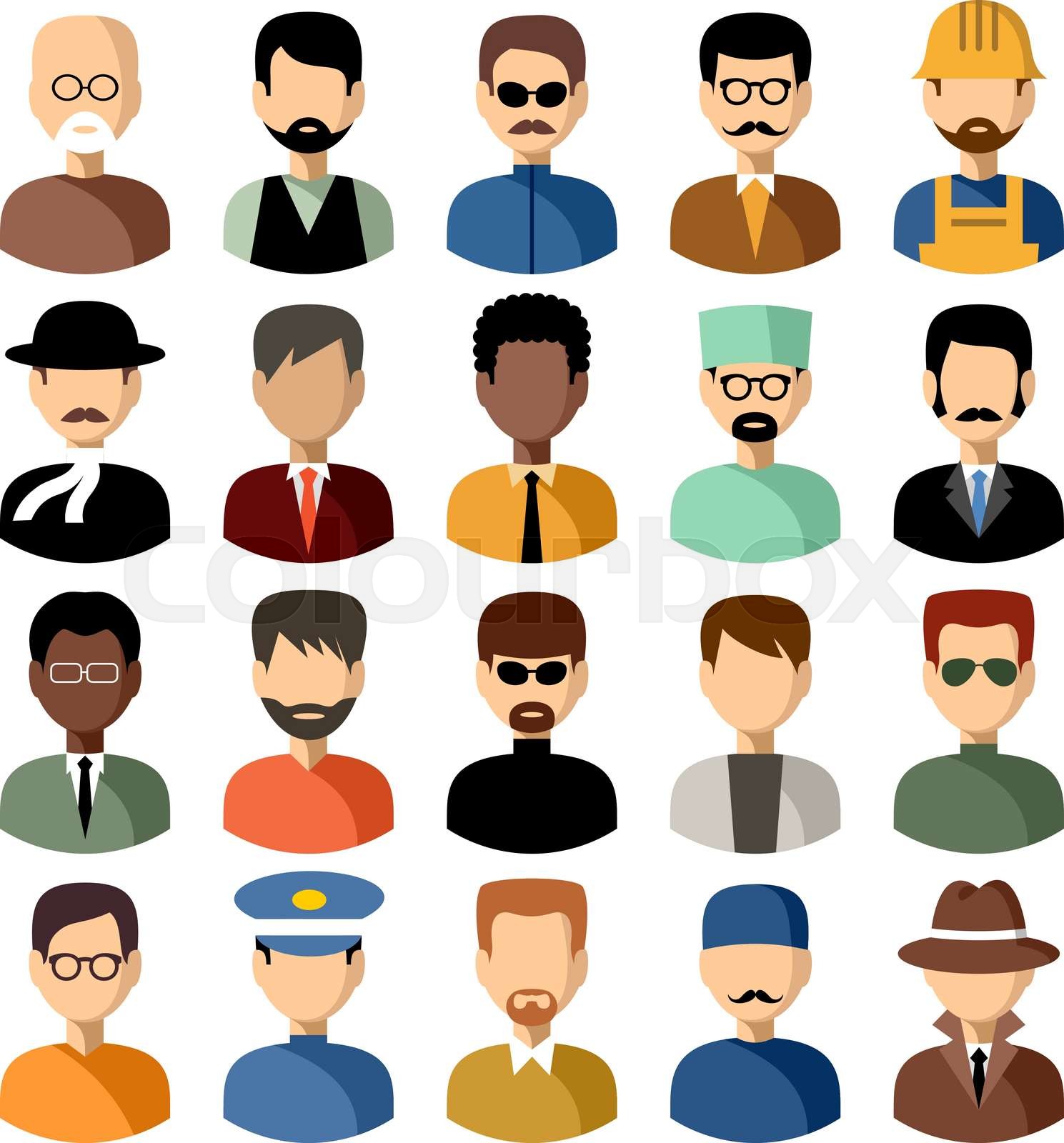 Set of flat icons set with men. vector illustration | Stock vector ...